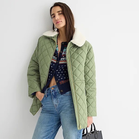 J. Crew | Jackets & Coats | J Crew Quilted Sherpa Lined Removable ...